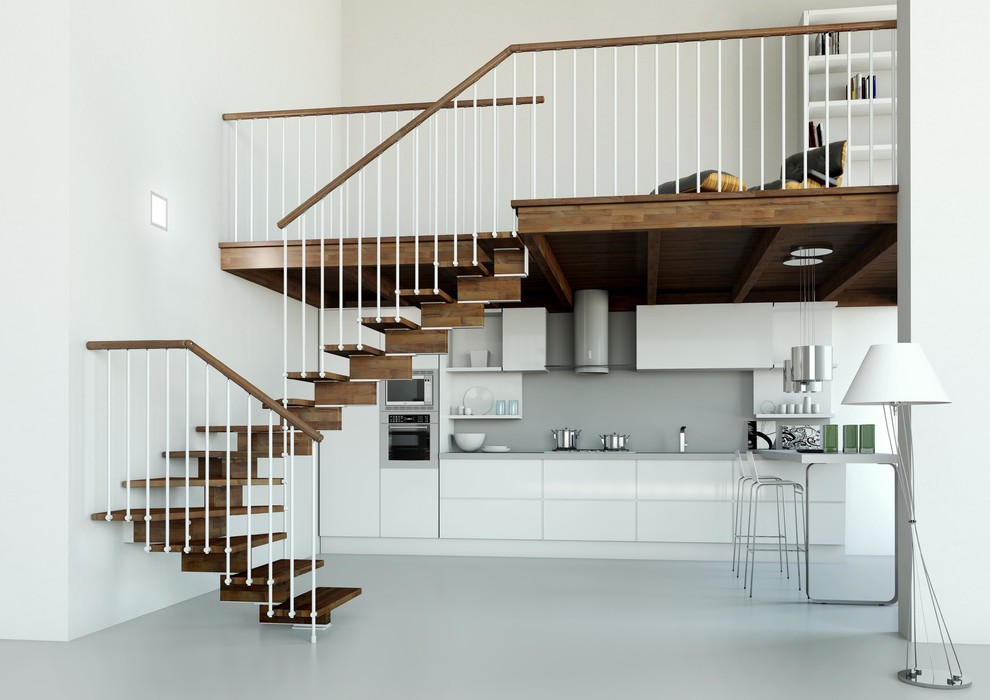 Escalera recta de madera en Kit - Contemporary - Staircase - Barcelona ...