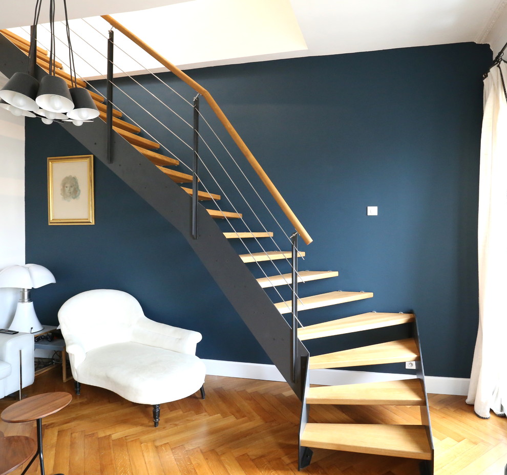 Escalier loft ambiance industriel métal et bois - Modern - Staircase ...