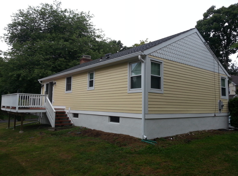 5" James Hardie Cedarmill Lap Woodland Cream, 1/2 Round Accent Shingles ...