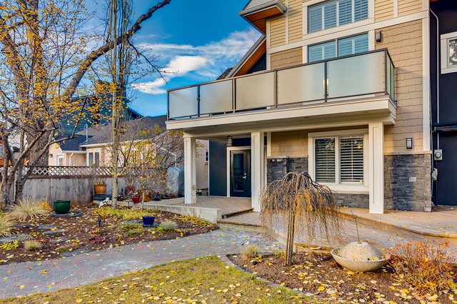 A closer view of the frosted-glass balcony railing - Exterior - Calgary ...