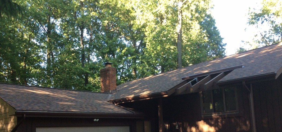 After Landmark Pro Heather Blend Royal Brown Gutters and Spouts Shur ...