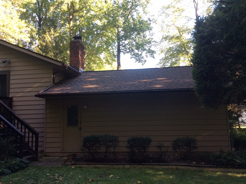 After Landmark Pro Heather Blend Royal Brown Gutters and Spouts Shur ...