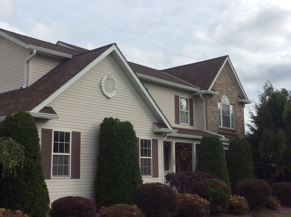 After Landmark Pro Max Def Burnt Sienna White 6 Inch Gutters and Spouts ...