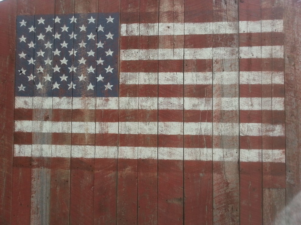 American Barn Flag on Reclaimed Wood - Rustic - House Exterior - New ...