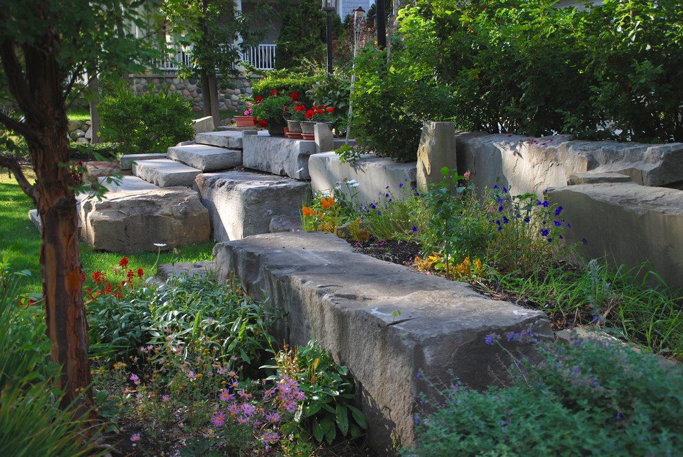 Antique Sandstone Quarry Block Retaining Walls - Transitional - House ...
