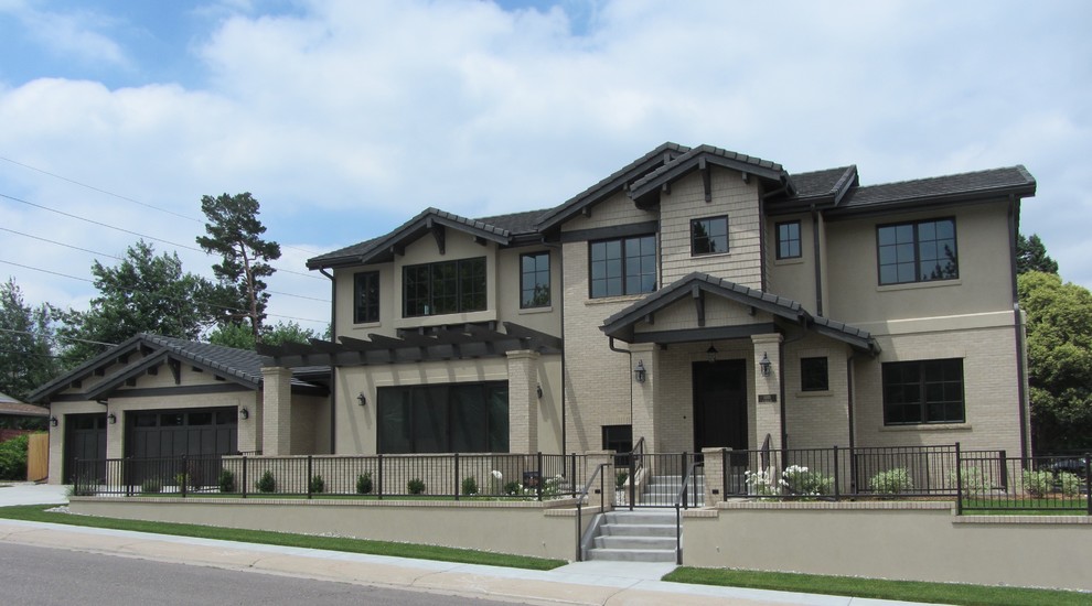 Arts & Crafts Home with Light Brick, Stucco and Shake Shingle ...