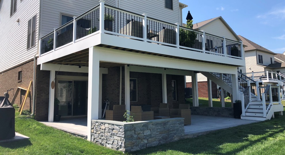Ashburn VA Trex Deck and Paver Patio with Retaining Wall - Contemporary ...