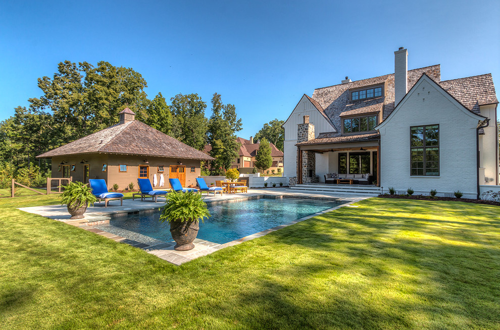 Backyard with Pool - Farmhouse - Exterior - Charlotte - by New Old, LLC ...