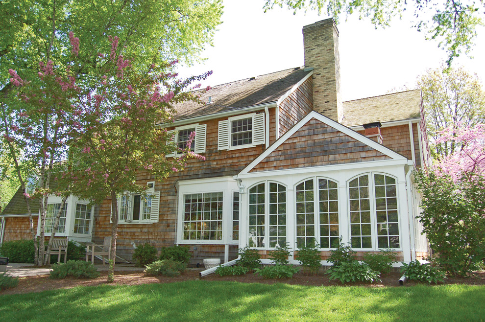 Beautiful Suburban Traditional Rustic Home - White Detailed Wood ...