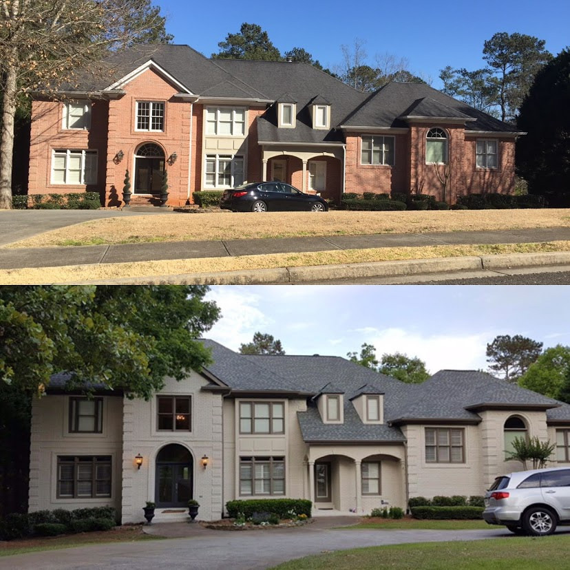 Before & After Painted Brick Exterior - Transitional - Exterior ...
