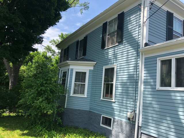 Blue Paint Scheme, Repaint, Newton, MA - Midcentury - Exterior - Boston ...