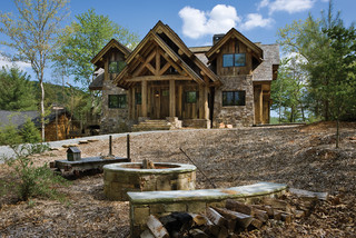 Blue Ridge Handcrafted Log Home - Exterior Entry - Rustic - Exterior ...