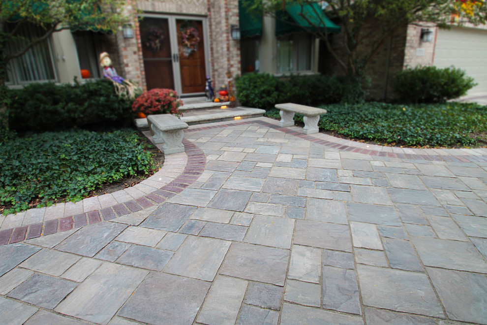 Brick Paver Driveway with Banding - Contemporary - Exterior - Chicago ...