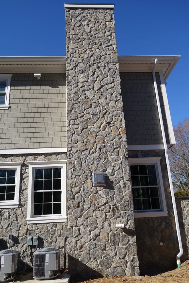 Bridgeport Mosaic Grey Natural Stone Veneer Chimney - Traditional ...