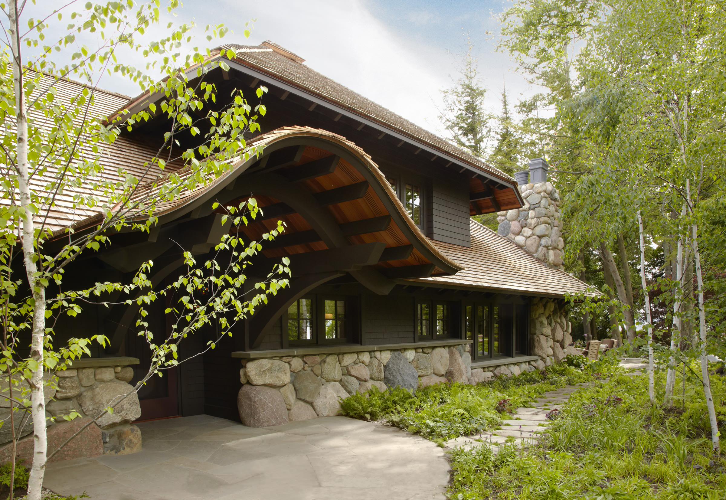 Curved Roof Home Designs Luxury Suburban Home Round Roof Stock Photos