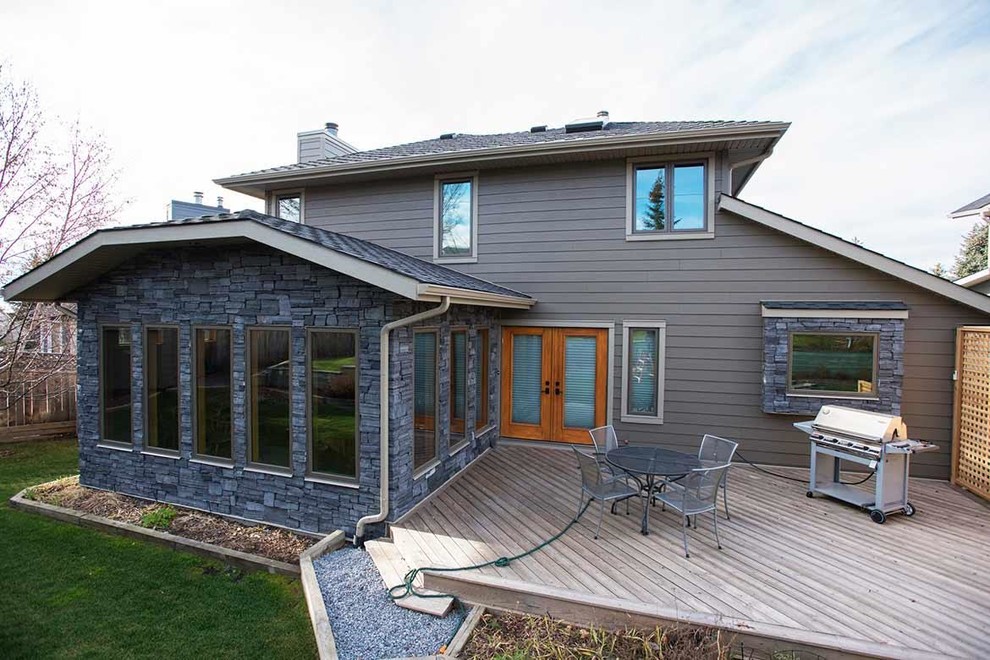 Calgary Hardie Siding, Stone and Longboard Exterior Renovation - Modern ...