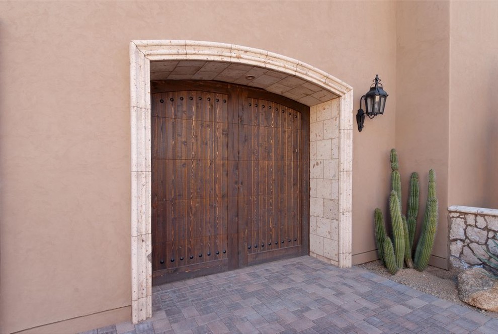 Cantera Stone Garage Surround - Traditional - Exterior - Phoenix - by ...