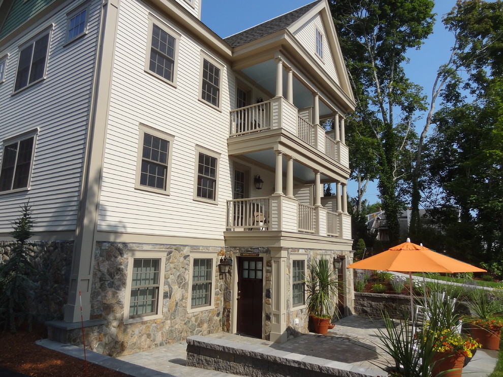 Cape Cod Inn with New England Stone Cladding, Retaining Walls, and ...