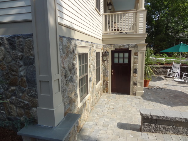 Cape Cod Inn with New England Stone Cladding, Retaining Walls, and ...