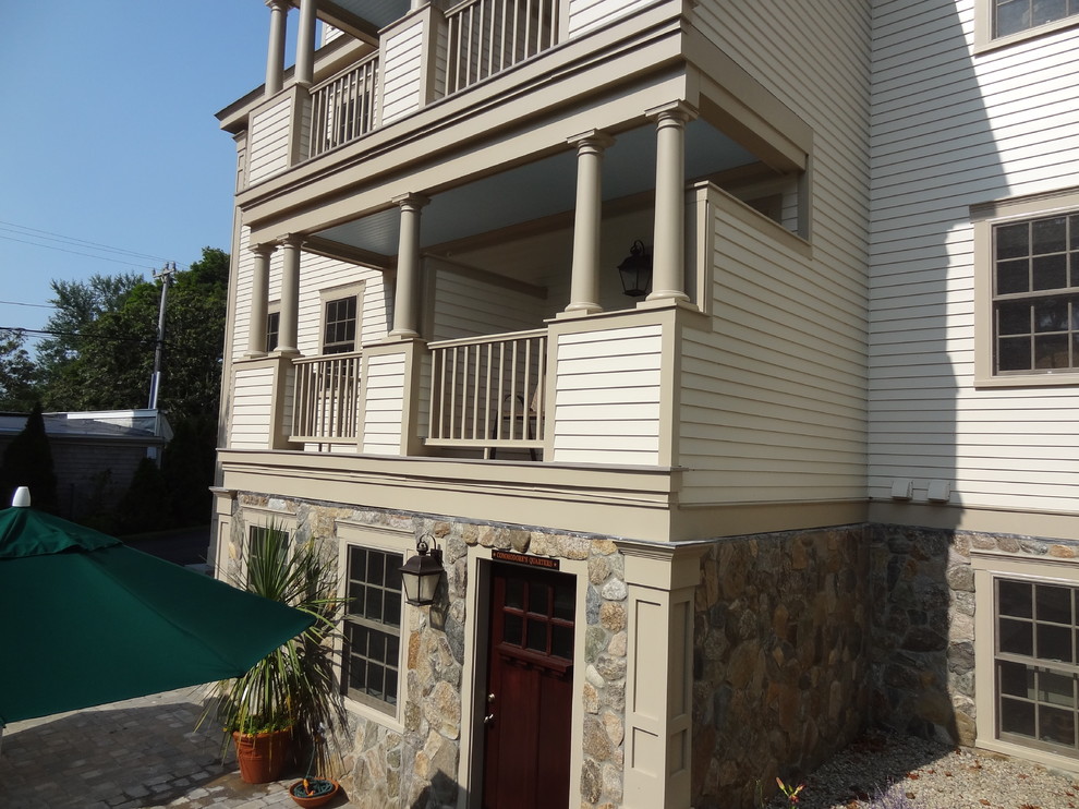 Cape Cod Inn with New England Stone Cladding, Retaining Walls, and ...