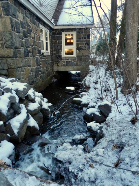 Carriage House Renovation - Kitchen over Stream - House Exterior ...