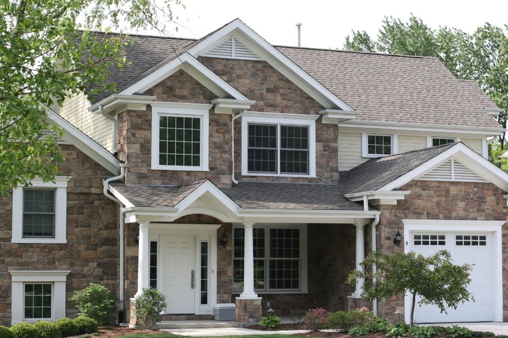 Chicago Are Exterior Stone Siding Transformation - Traditional ...