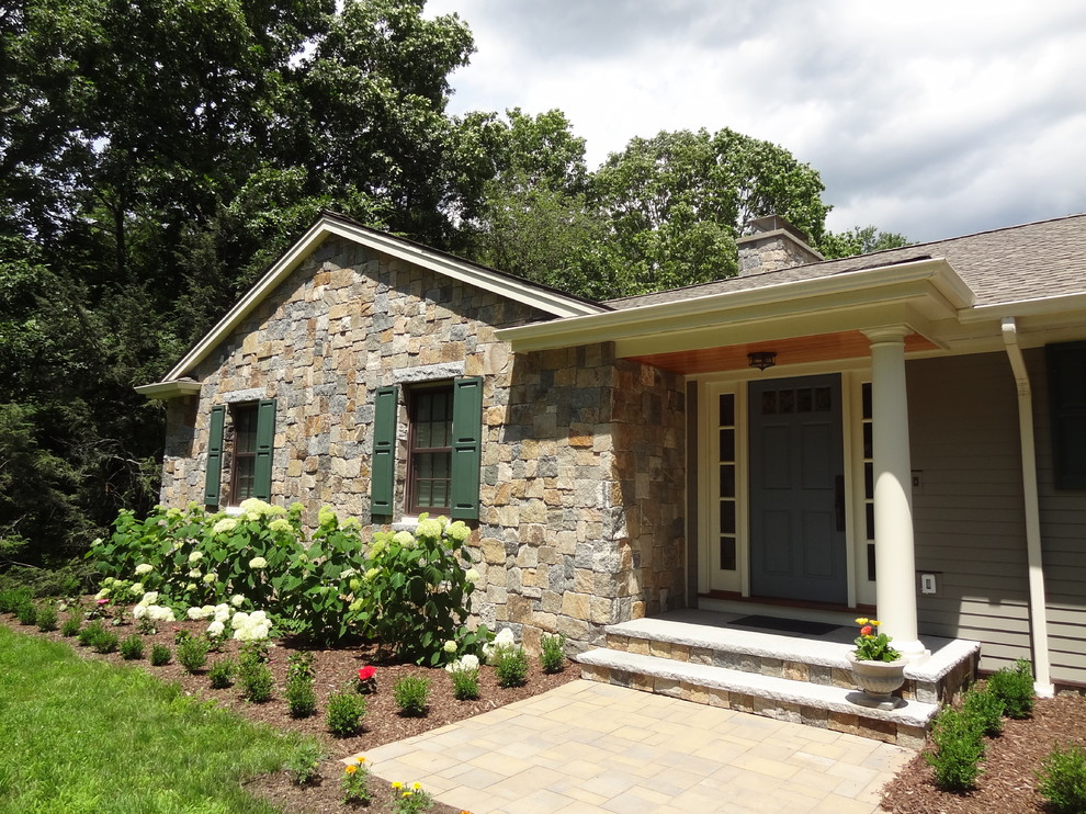 Colonial Style Ranch with Dry-Fit Natural Stone Accents - Traditional ...