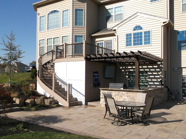 Complete Deck and Stone Patio Design - Traditional - Exterior ...