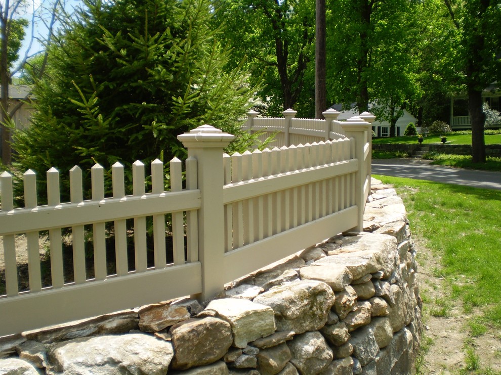 Connecticut Picket Fence on Stonewall - Traditional - Landscape - New ...