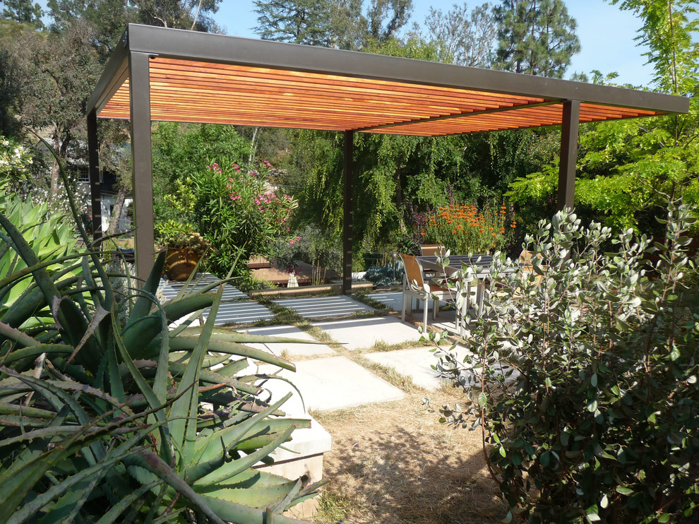 Contemporary Steel and Wood Pergola - Contemporary - Exterior - Los ...