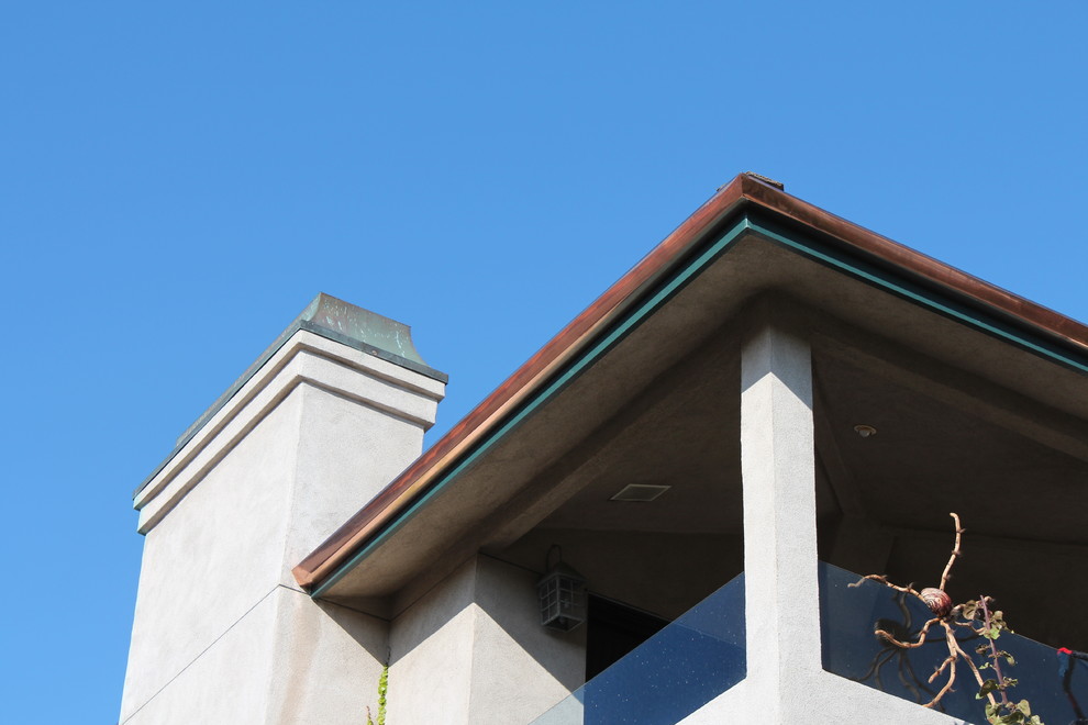 Copper Angle Faced Gutter in Redondo Beach - Beach Style - Exterior ...