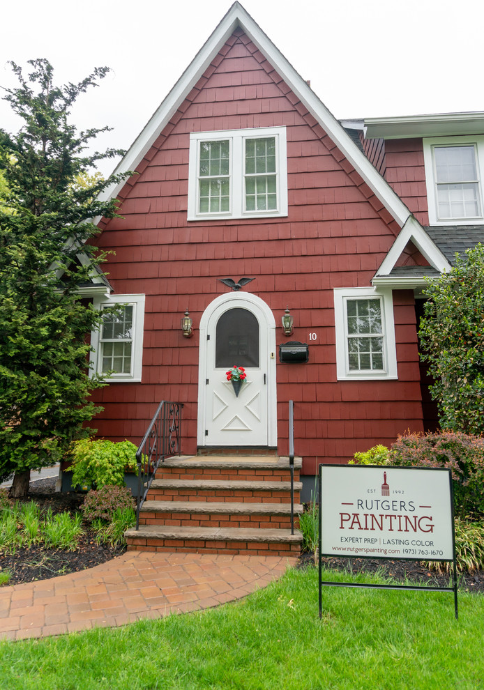 Cottage Red Paint Adds Rustic Feel To Gorgeous Cranford Home - Exterior ...