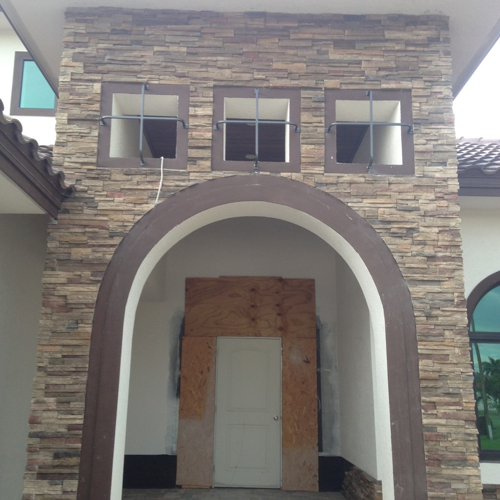 Cultured Stack Stone House - Mediterranean - Exterior - Miami - by ...