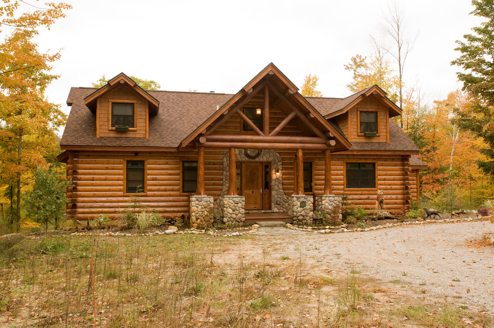 Custom cedar half log siding - Farmhouse - Exterior - Other - by ...