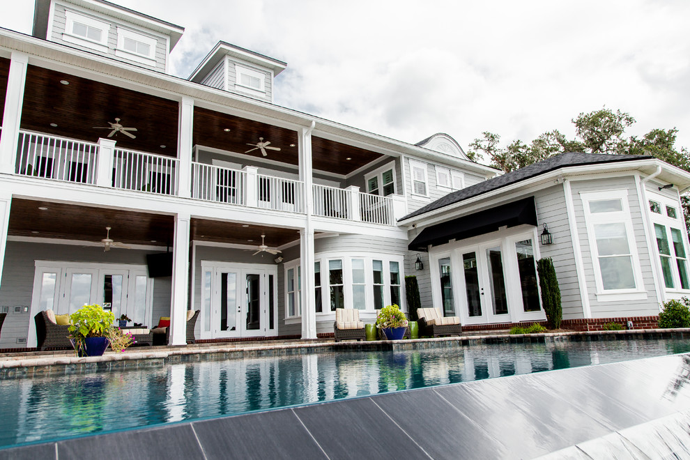 Custom Hamptons Style Waterfront Home - Mediterranean - Exterior ...