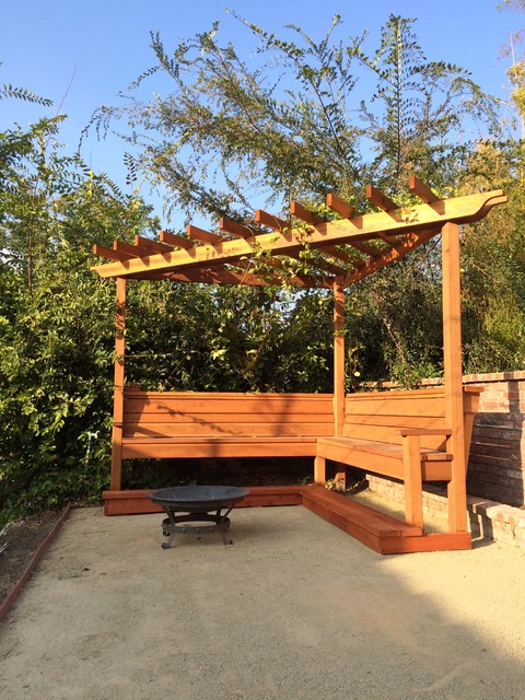 Custom Redwood Bench - American Southwest - Exterior - Los Angeles ...