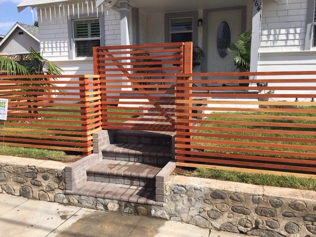 Custom Redwood Slat Fence & Gate - Modern - Exterior - Los Angeles - by ...