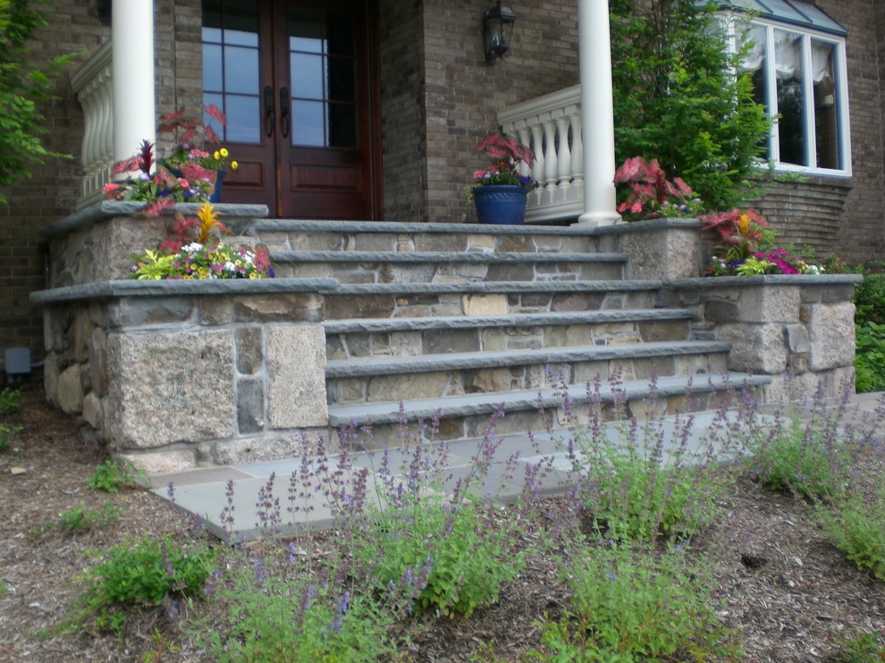 Custom stone entry stairs - Traditional - Exterior - New York - by Sean ...