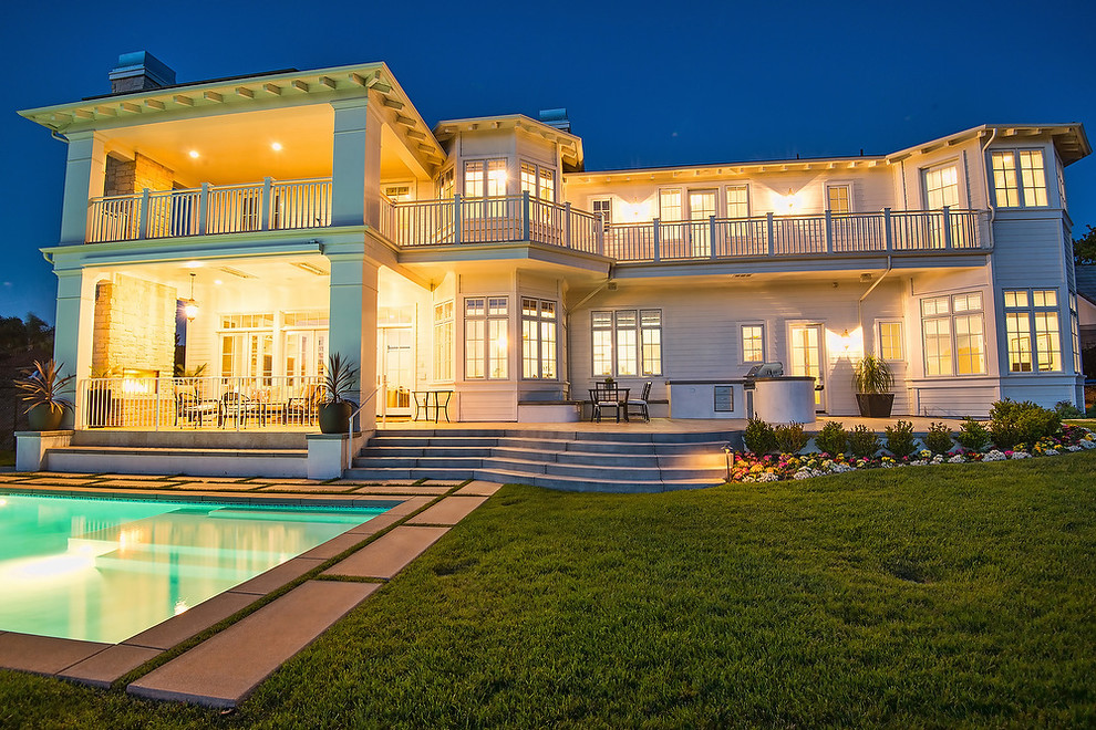 Custom Traditional Coastal Colonial Home - Beach Style - Exterior - Los ...
