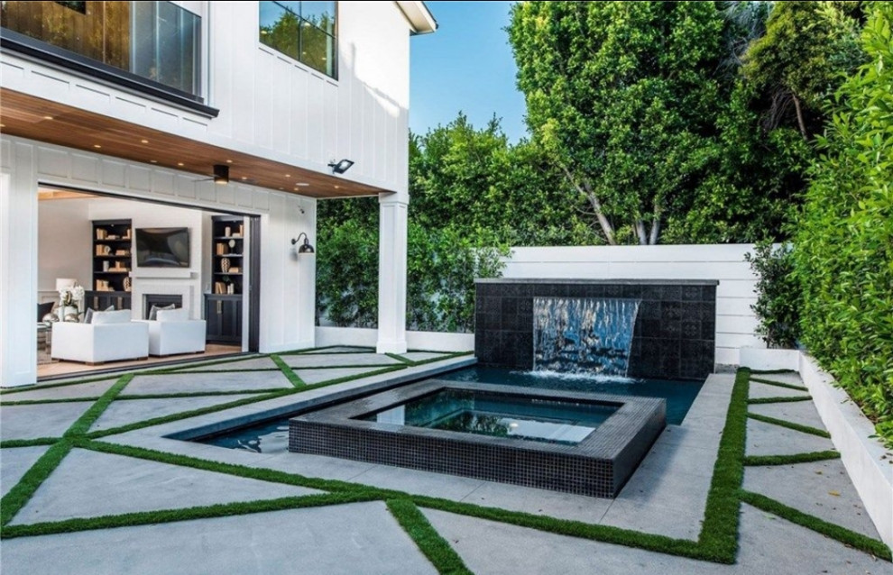 Custom Water Fall & Swimming Pool - Modern - Exterior - Los Angeles ...