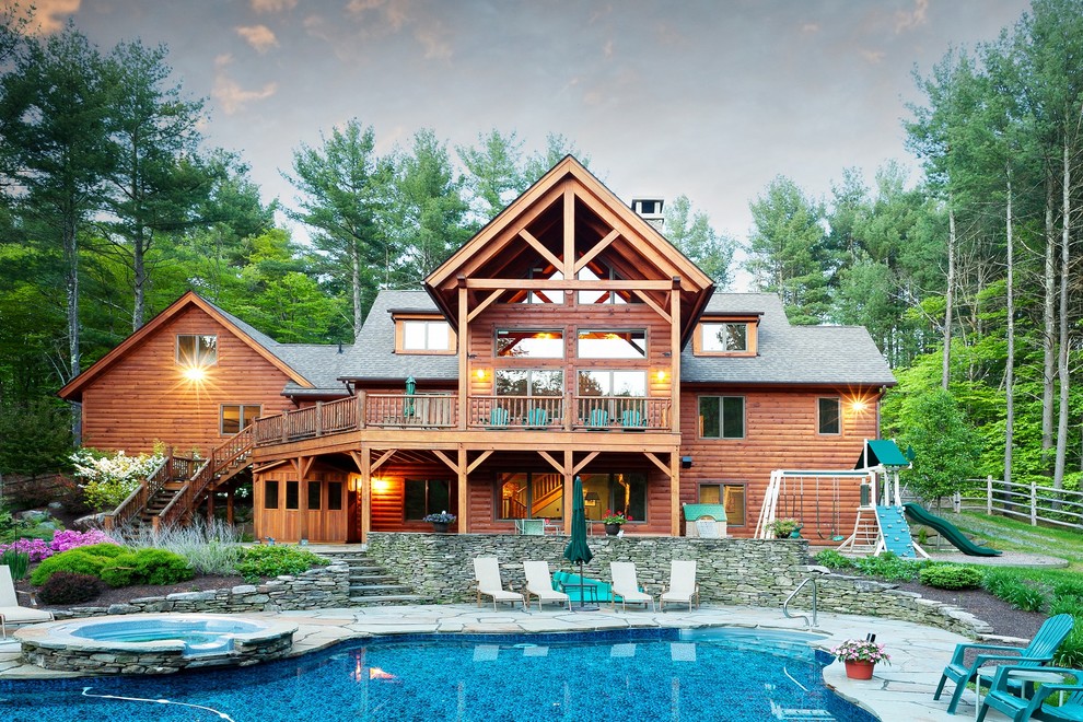 Custom Woodhouse Timber Frame in Bethel, NY - Rustic - Exterior - New ...