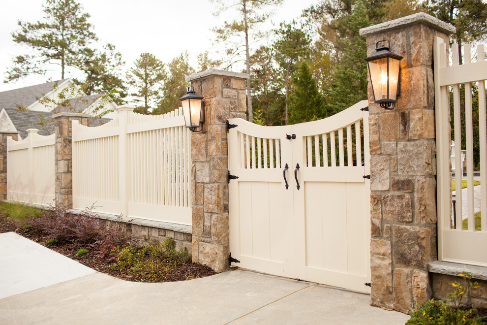 Decorative Gate & Fence with Stone Columns - Traditional - Exterior ...