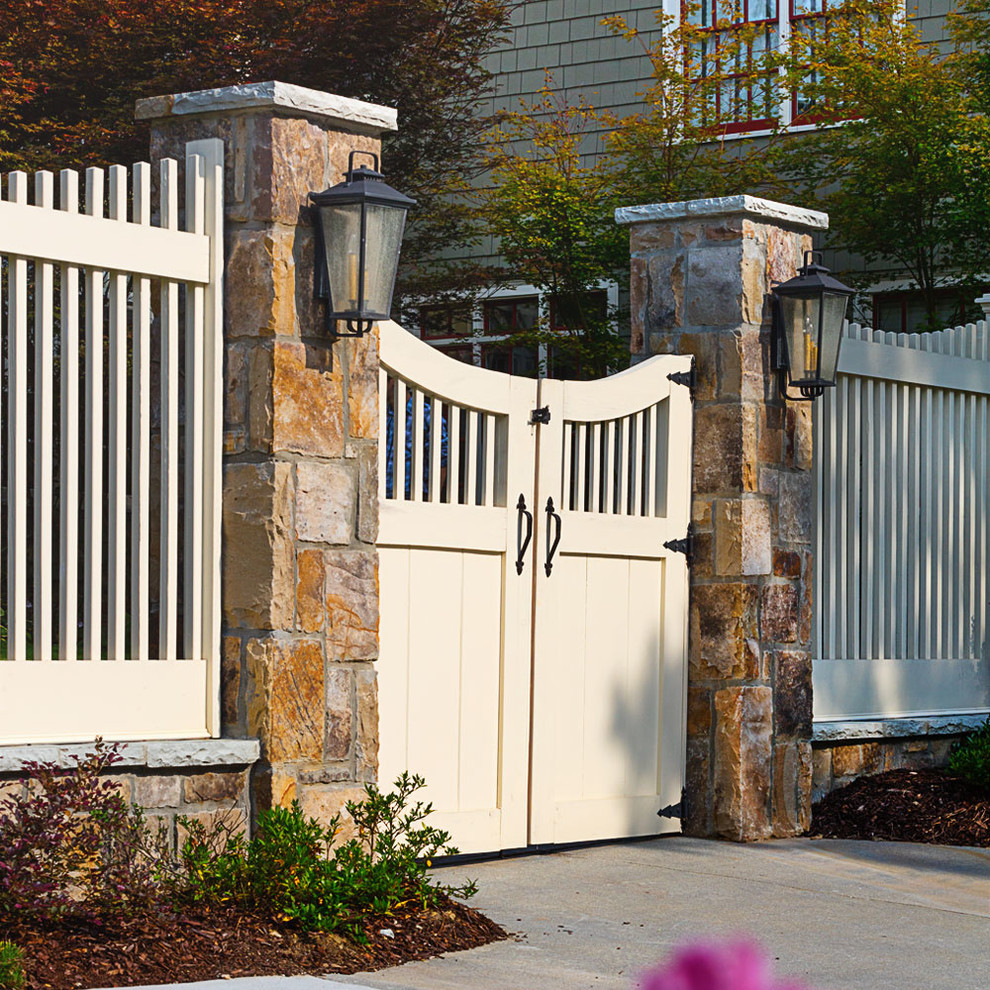 Decorative Gate & Fence with Stone Columns - Traditional - Exterior ...