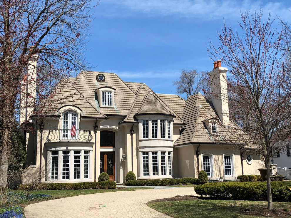 dryvit finish replaced with stucco and limestone in Hinsdale ...
