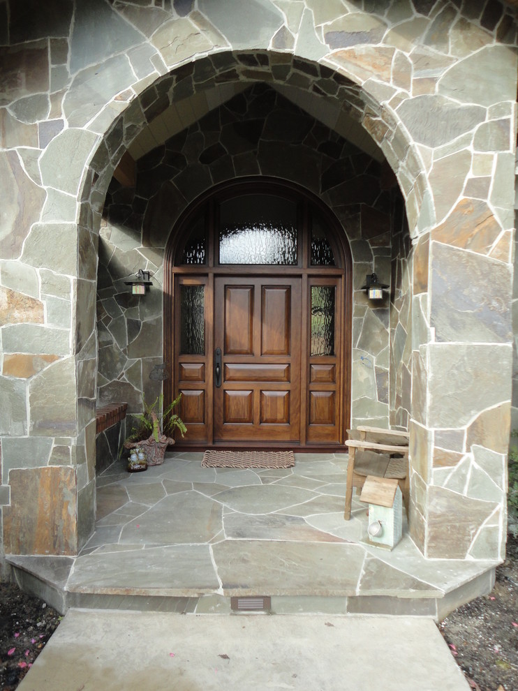 Entry door with 2 side lights and transom - Eclectic - Exterior - San ...