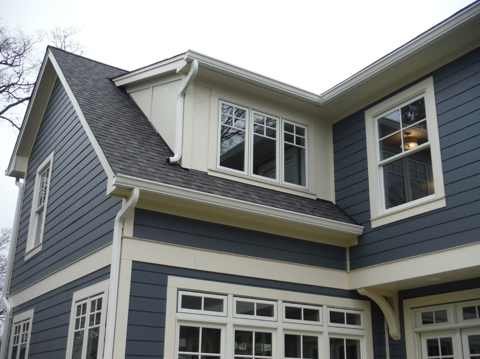 Evening Blue Lap Siding w/ Shingle Siding and Board & Batten Siding ...
