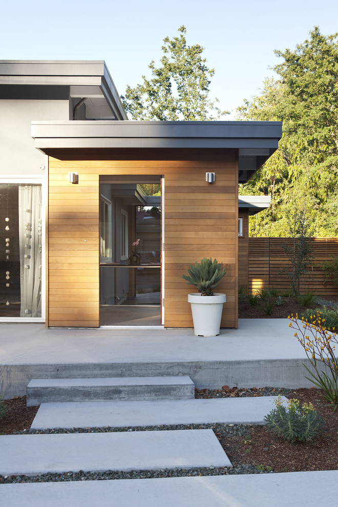 Exterior - front door and landing - Midcentury - Exterior - San ...