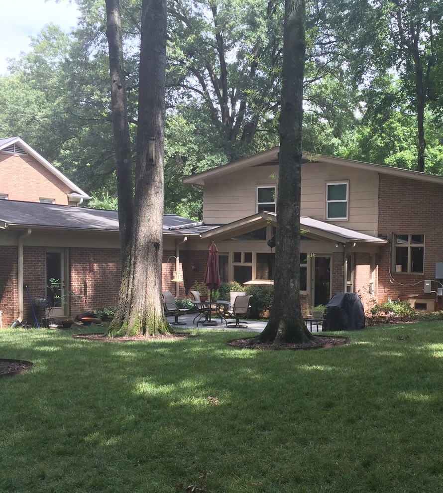 Exterior Split Level Makeover - Brick and Siding - Midcentury ...