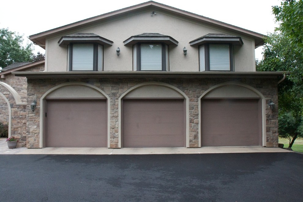 Exterior Stone Siding With Stucco - Traditional - Garage - Chicago - by ...