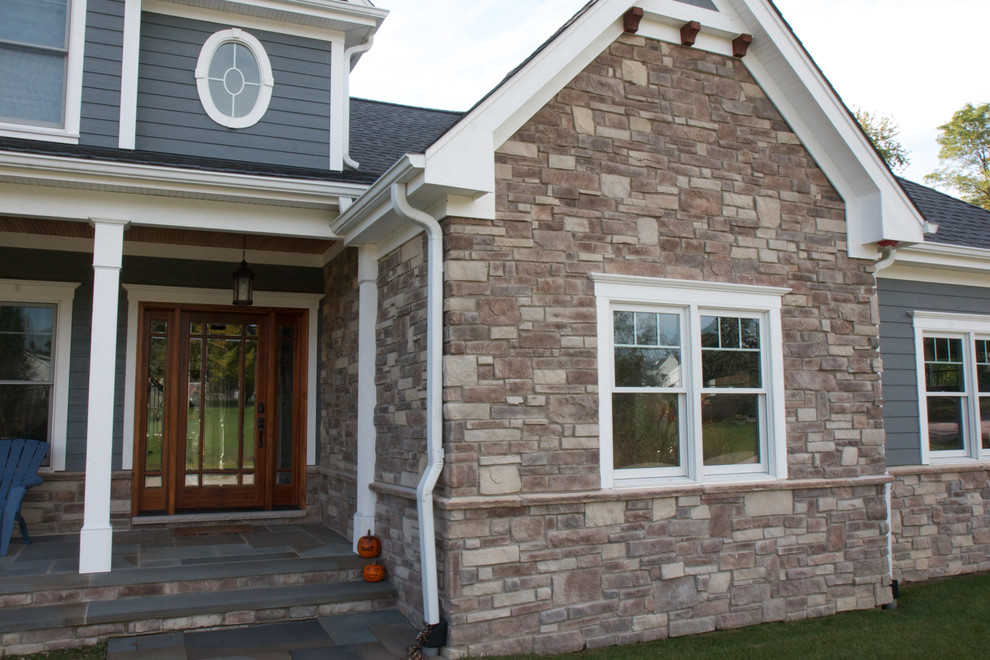 Exterior Stone Veneer using Cobble and Ledge Stones - Traditional ...